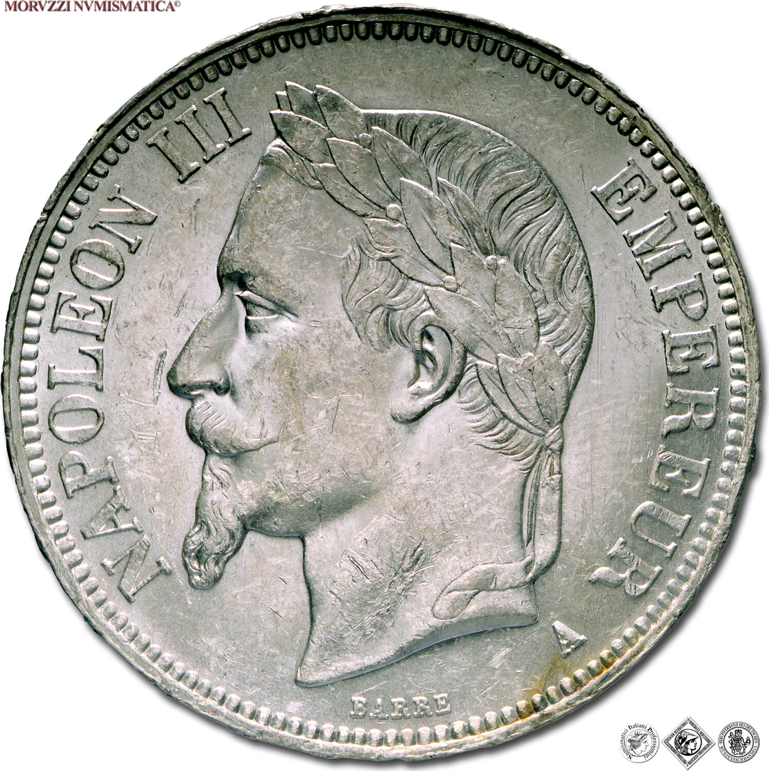 France / Frankreich 5 FRANCS / 5 FRANKEN 1868 A Napoleon III Emperor of ...