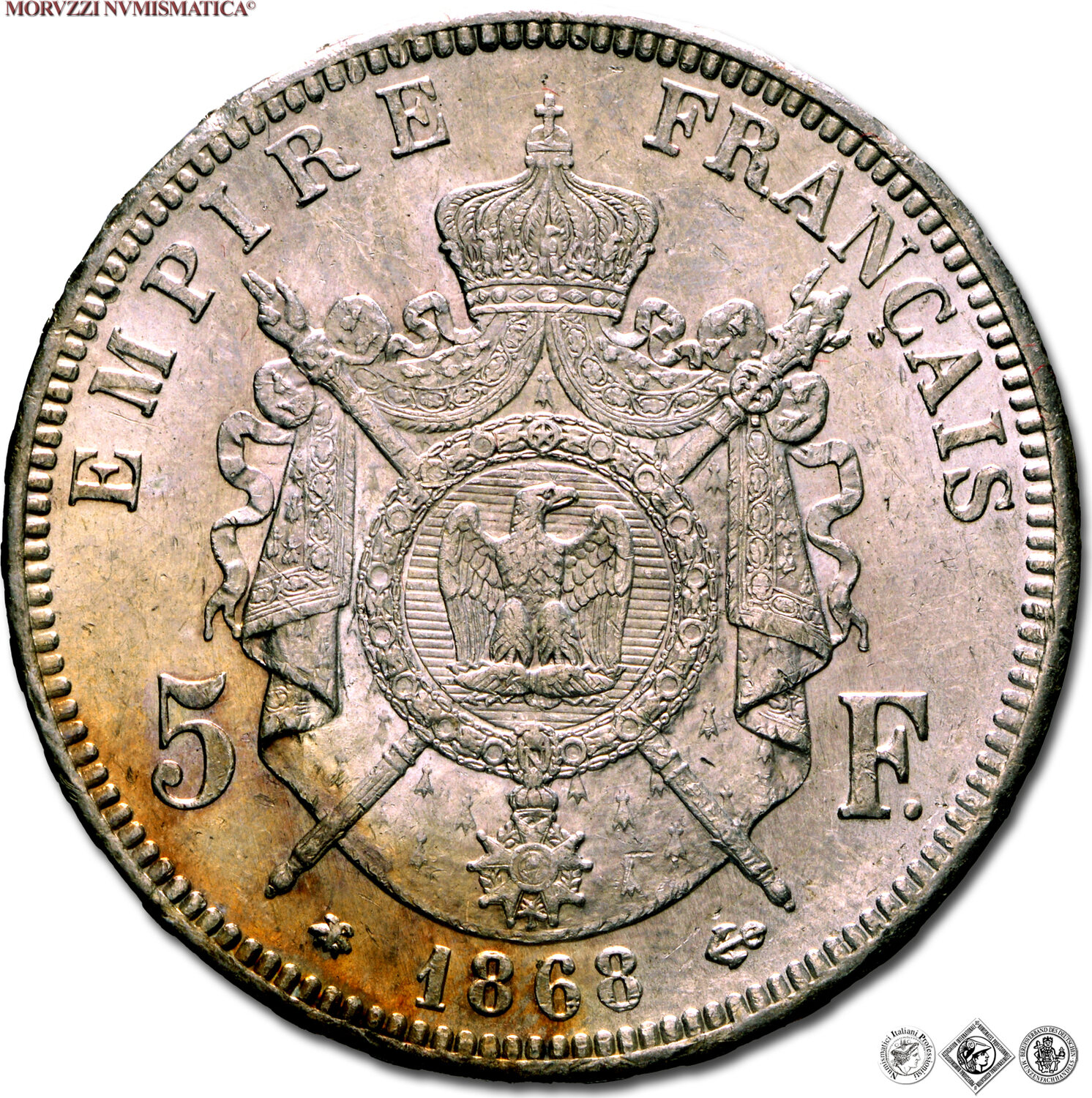 France / Frankreich 5 FRANCS / 5 FRANKEN 1868 A Napoleon III Emperor of ...