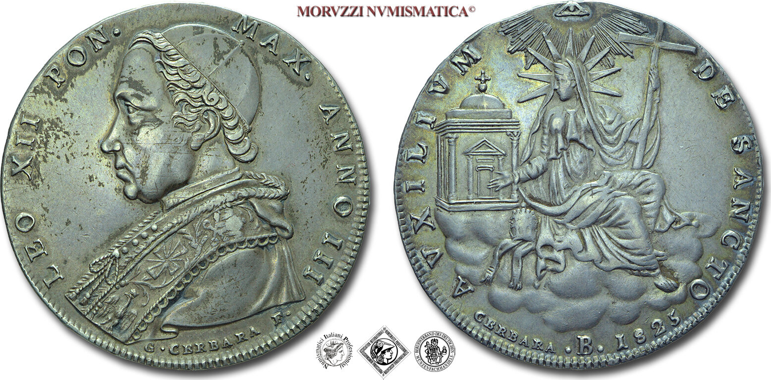 Papal States / Kirchenstaat / États pontificaux SCUDO 1825 ANNO III ...