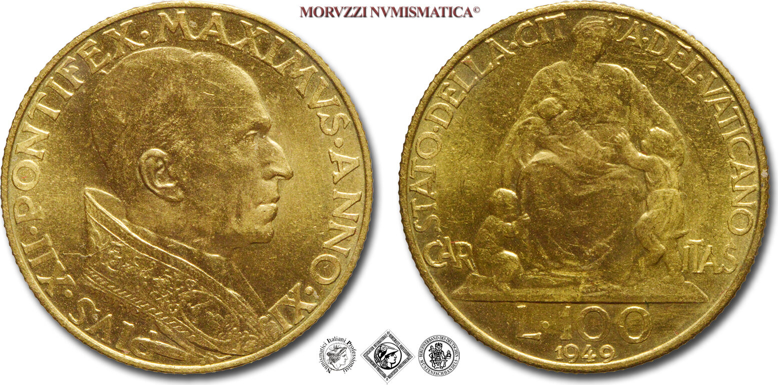 Vatican City State / Vatikanstadt LIRE 100 1949 ANNO XI Pope Pius XII MINT STATE (63/70) | MA-Shops