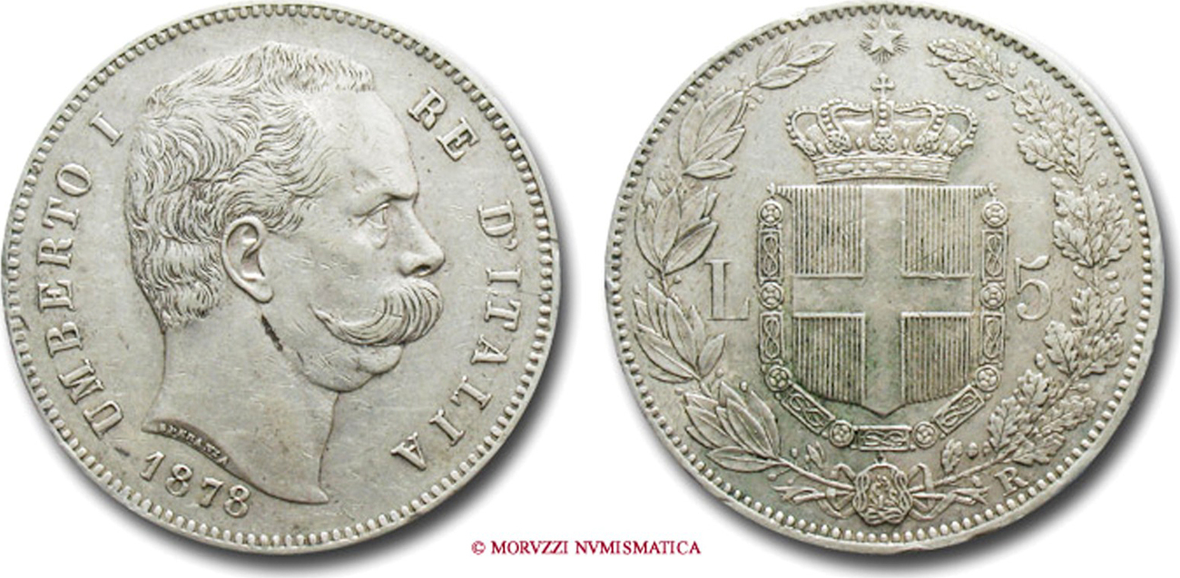 Kingdom of Italy / Königreich Italien 5 LIRE 1878 Humbert I VF | MA-Shops