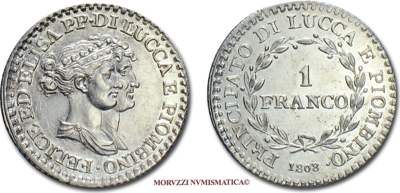 Fürstentum Lucca und Piombino FRANCO (UN FRANC) 1808 Felice Pasquale ...