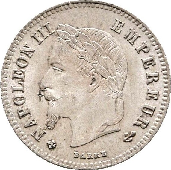 FRANKREICH Napoleon III., 1852-1870 20 Centimes 1866 BB, Strassburg feine Patina, kleine Kratzer ...