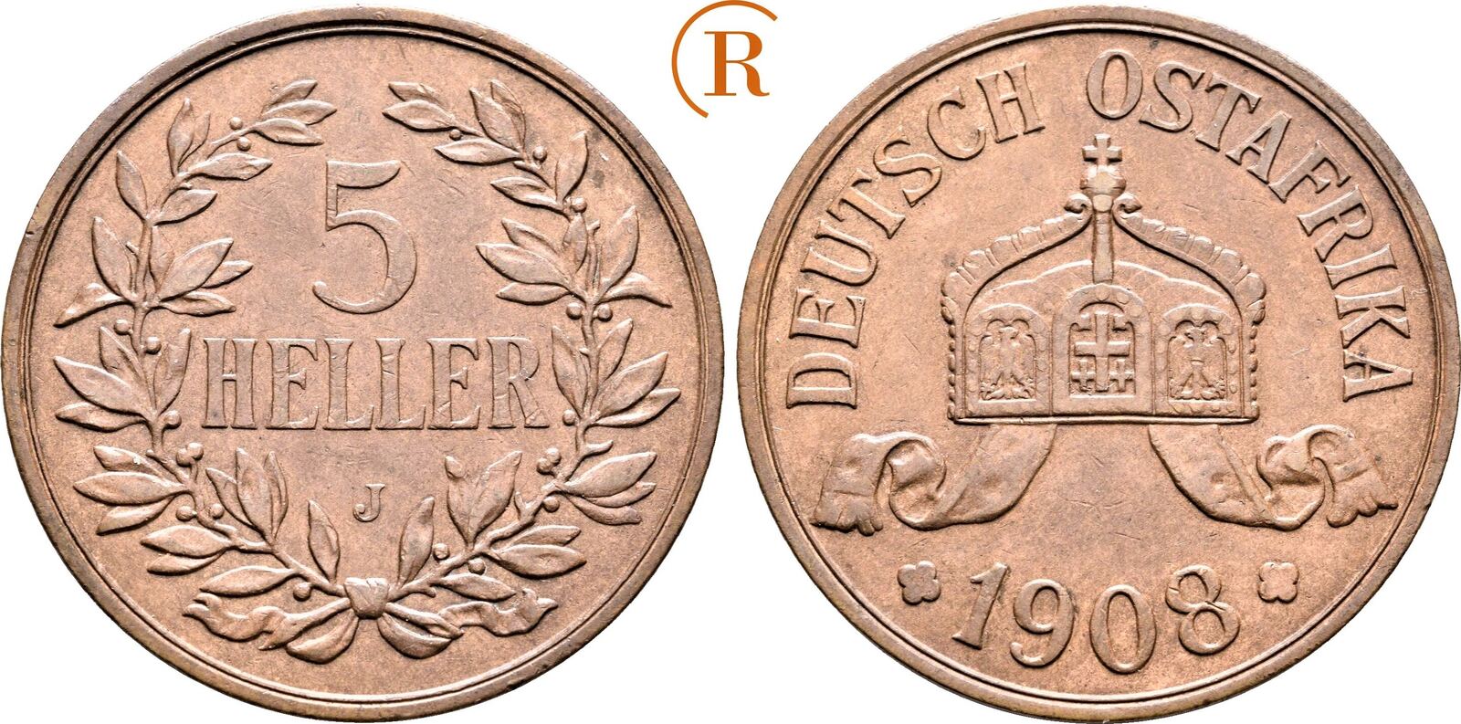 DEUTSCH-OSTAFRIKA 5 Heller 1908 J aEF | MA-Shops