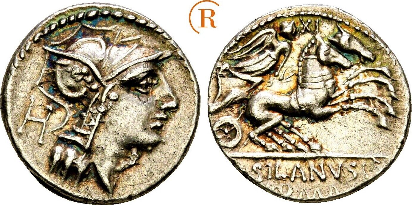 RÖMISCHE REPUBLIK D. Iunius Silanus, 91 v.Chr. Denar 91 v.Chr. Feine ...