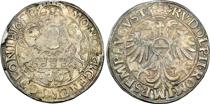 KÖLN, STADT Taler 1611, mit Titel Rudolf II Rauer Stempel, VF+ | MA-Shops