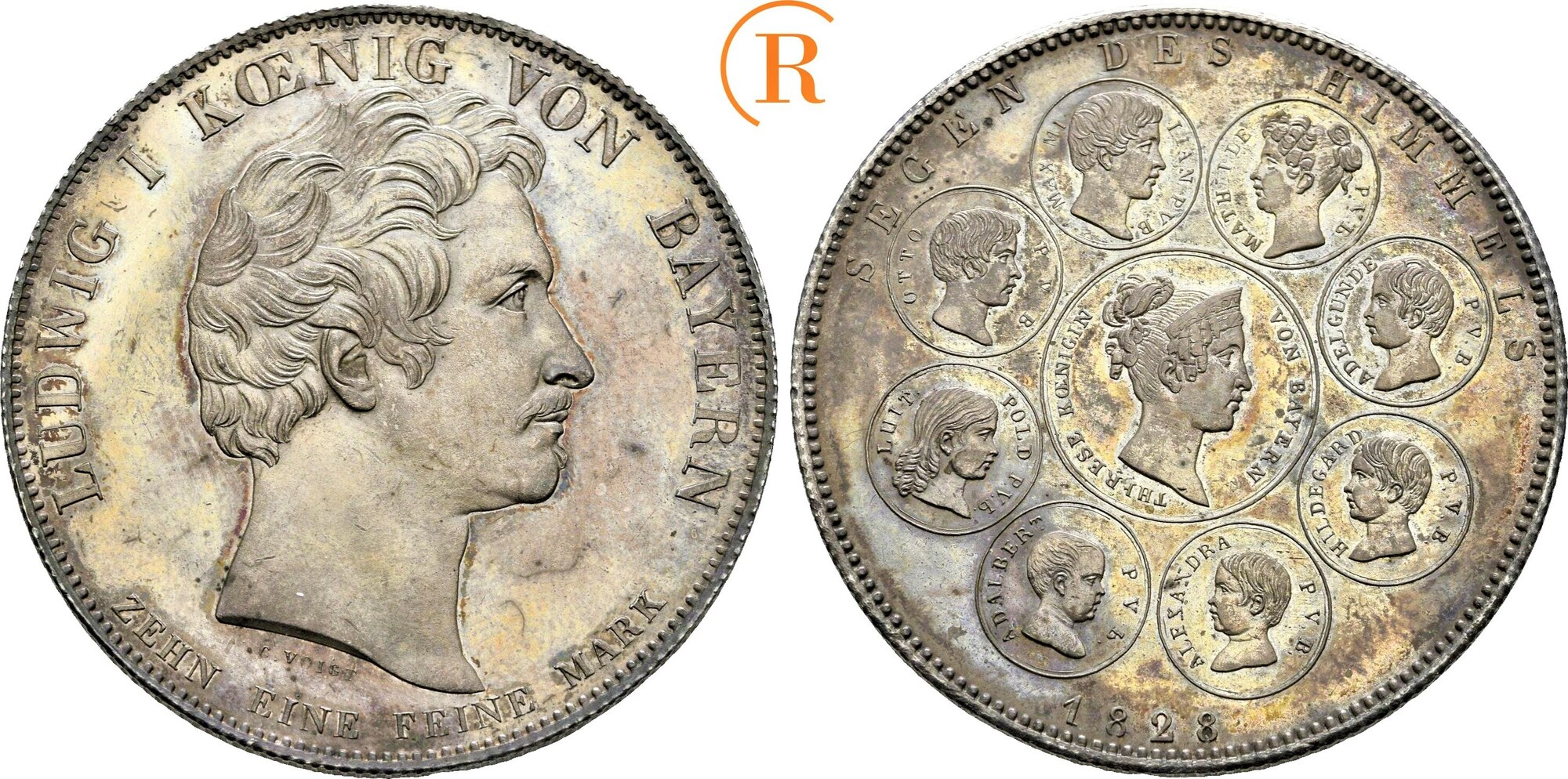 BAYERN Ludwig I., 1825-1848 Geschichtstaler "Segen des Himmels" 1828 ...