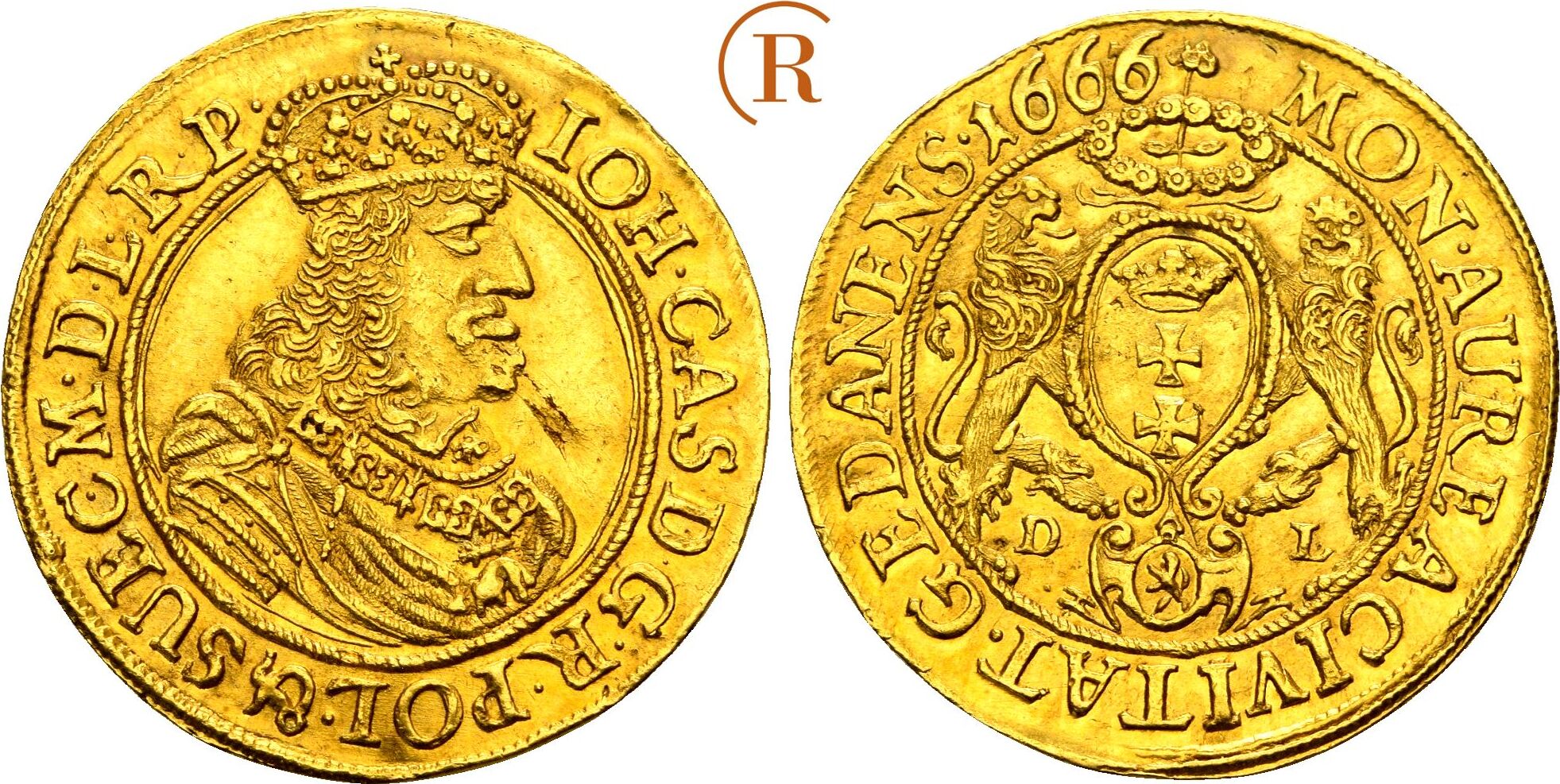 POLEN DANZIG Johann Casimir, 1648-1668 Dukat 1666 Gold. Prachtexemplar ...
