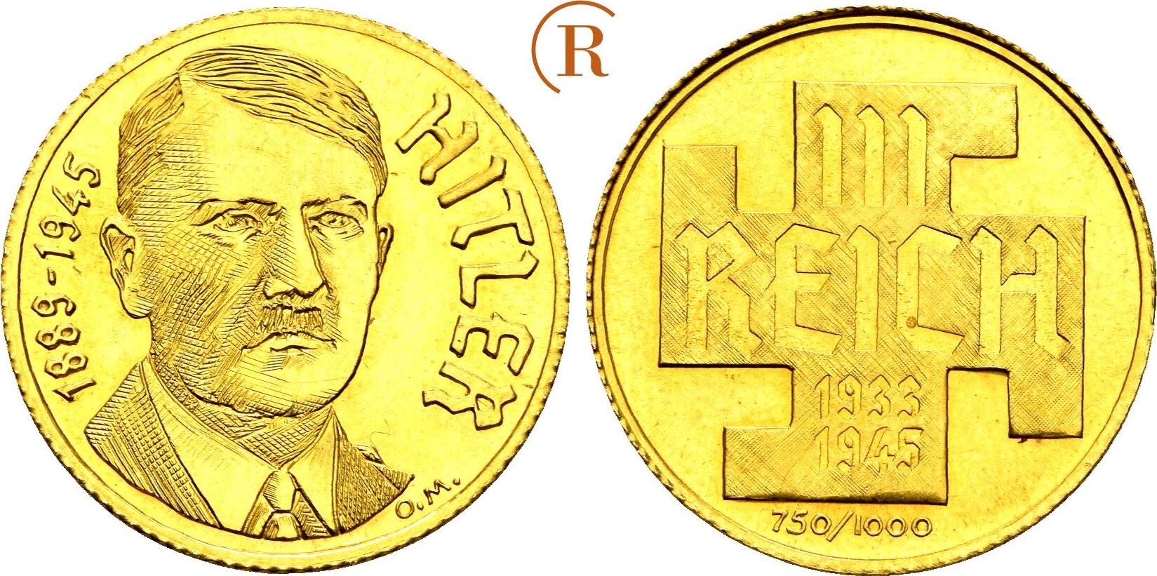 Hitler, Adolf. *1889 Braunau, Ó1945 Berlin Goldmedaille "Auf das Dritte ...