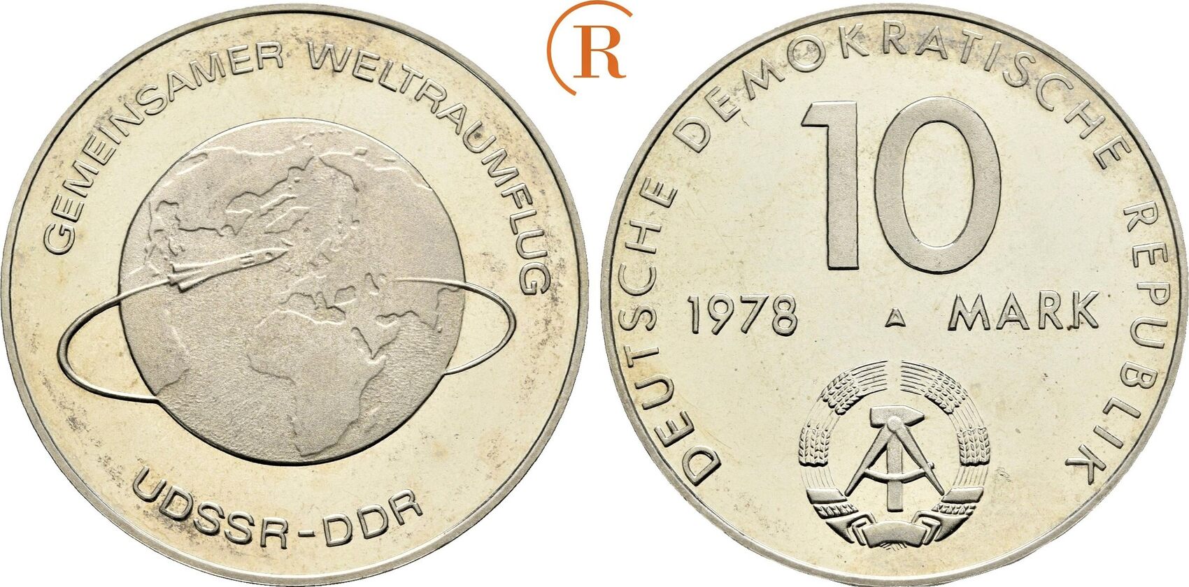 DDR (DEUTSCHE DEMOKRATISCHE REPUBLIK) 10 Mark "Weltraumflug" 1978 Proof ...