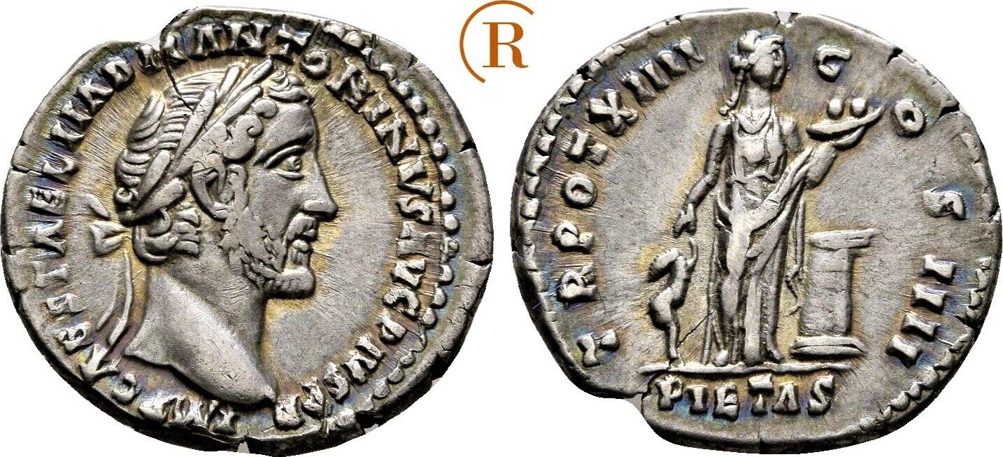 RÖMISCHE KAISERZEIT Antoninus Pius, 138-161 n.Chr. Denar 150-151 n.Chr., Rom Schöne Tönung, aEF ...