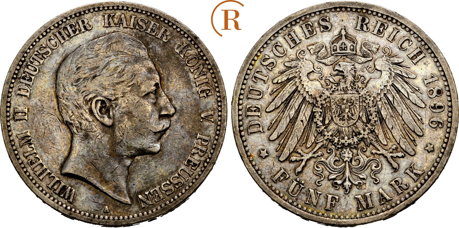 KAISERREICH PREUSSEN Wilhelm II., 1888-1918 5 Mark 1896 A Besserer ...