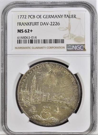 FRANKFURT, STADT Taler "City view" 1772 NGC MS 62+. Feine Tönung ...
