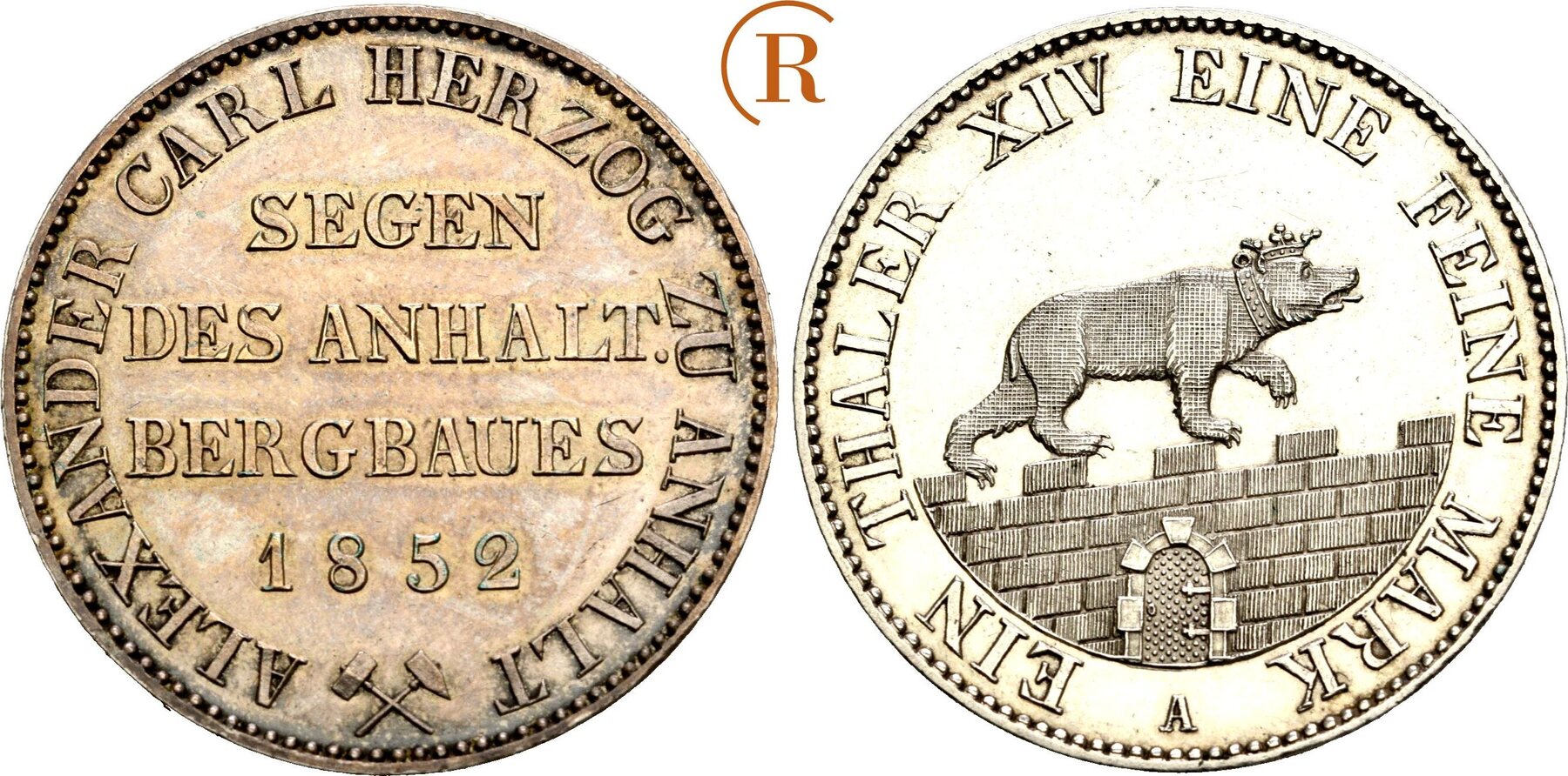 ANHALT Alexander Carl, 1834-1863 Ausbeutetaler 1852 CH UNC | MA-Shops