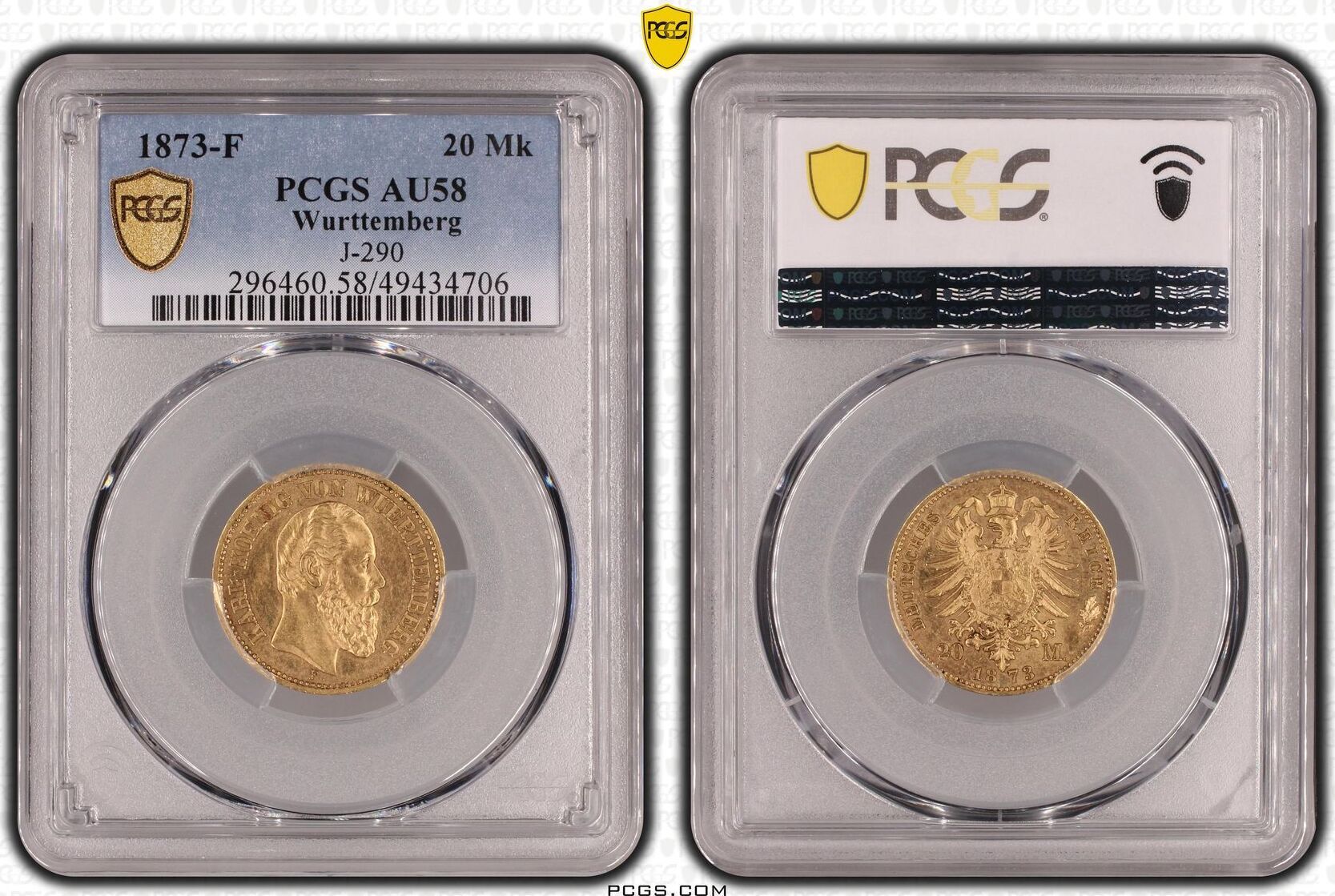 KAISERREICH Württemberg Karl I., 1864-1891 20 Mark 1873 F AU58 | MA-Shops