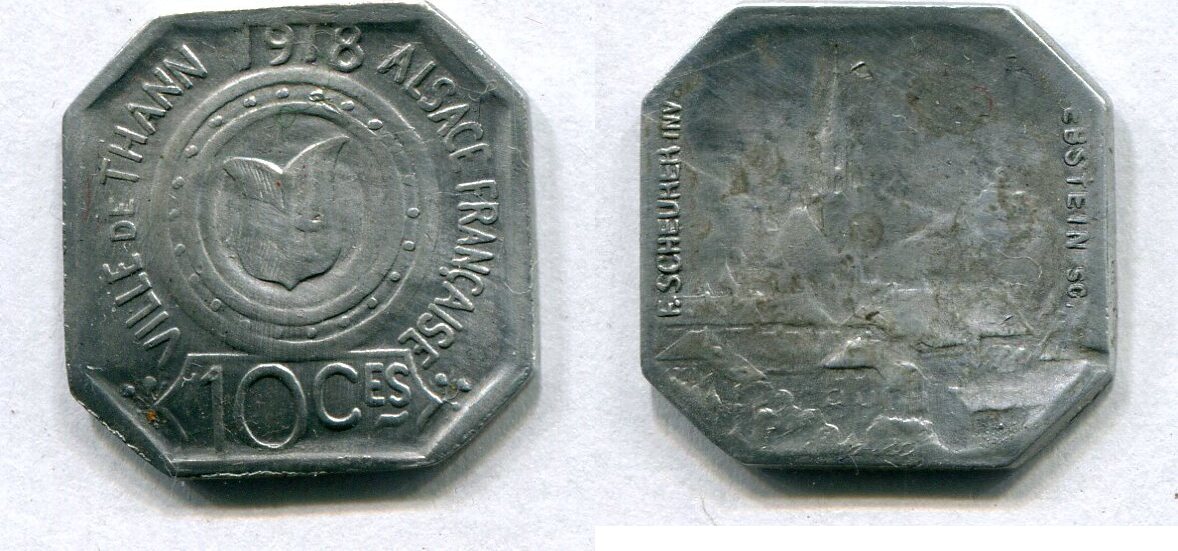 Deutschland/Thann i.Elsaß, 10 Centime, 1918 VF / EF | MA-Shops