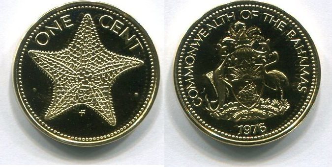 Bahamas 1 Cent 1976 ~ Seestern ~ Proof | MA-Shops