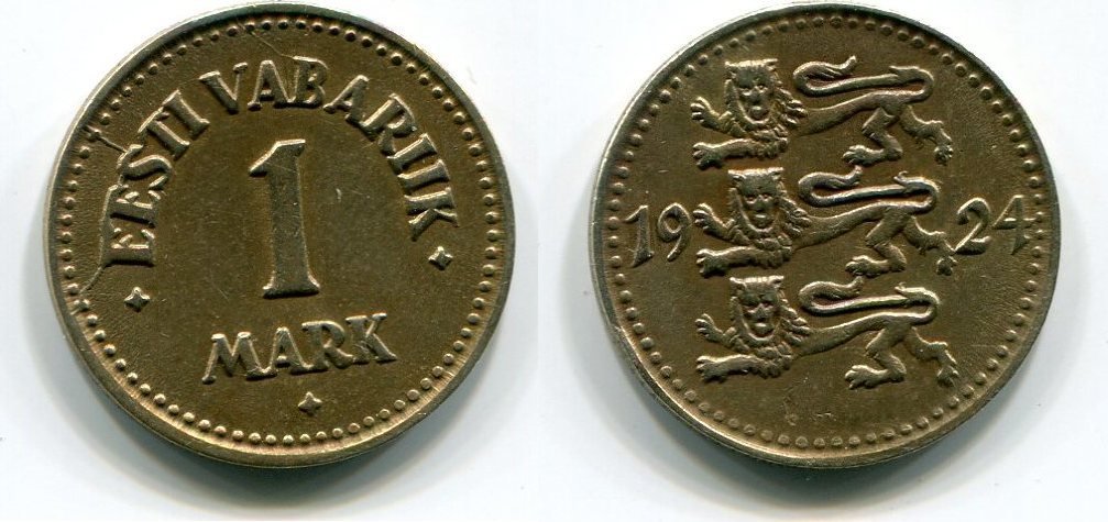 Estland 1 Mark 1924 ~ Eesti Vabariik ~ VF | MA-Shops