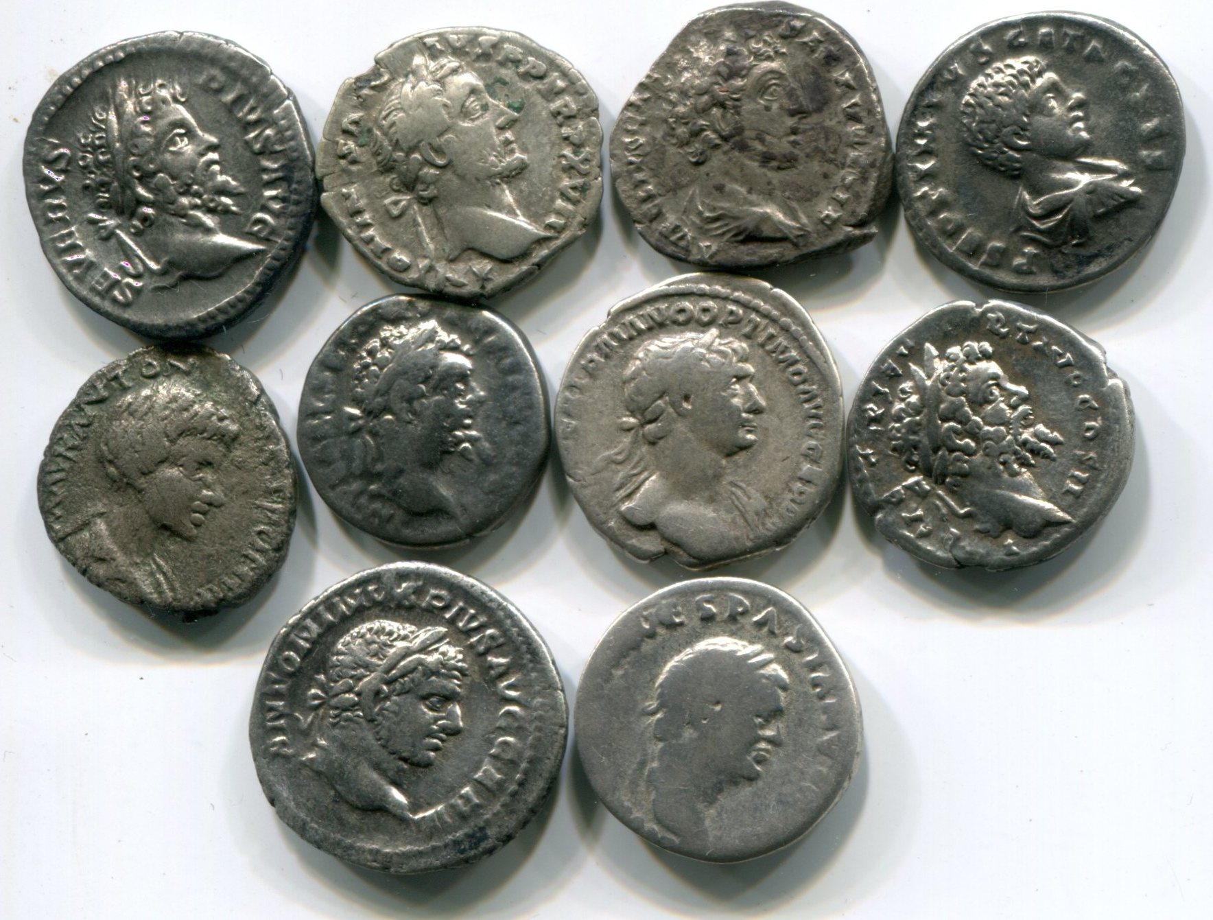 Rom Lot n.Chr. ~ kleine Sammlung Antiker römischer Münzen, 10 x Denar ...