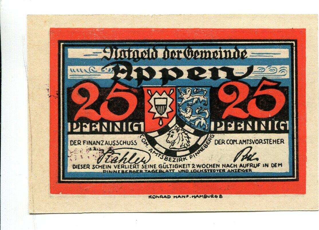 Schleswig Holstein, 25 Pfg. o.D. Appen, I / AU-55 | MA-Shops