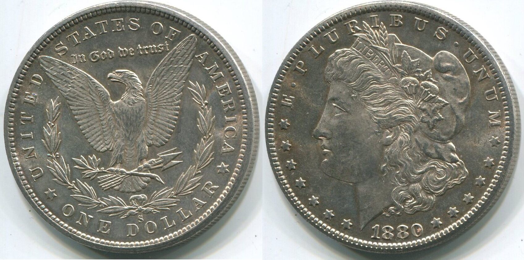 USA 1 Dollar 1880 S ~ Morgan Dollar - großes S ~ AU | MA-Shops