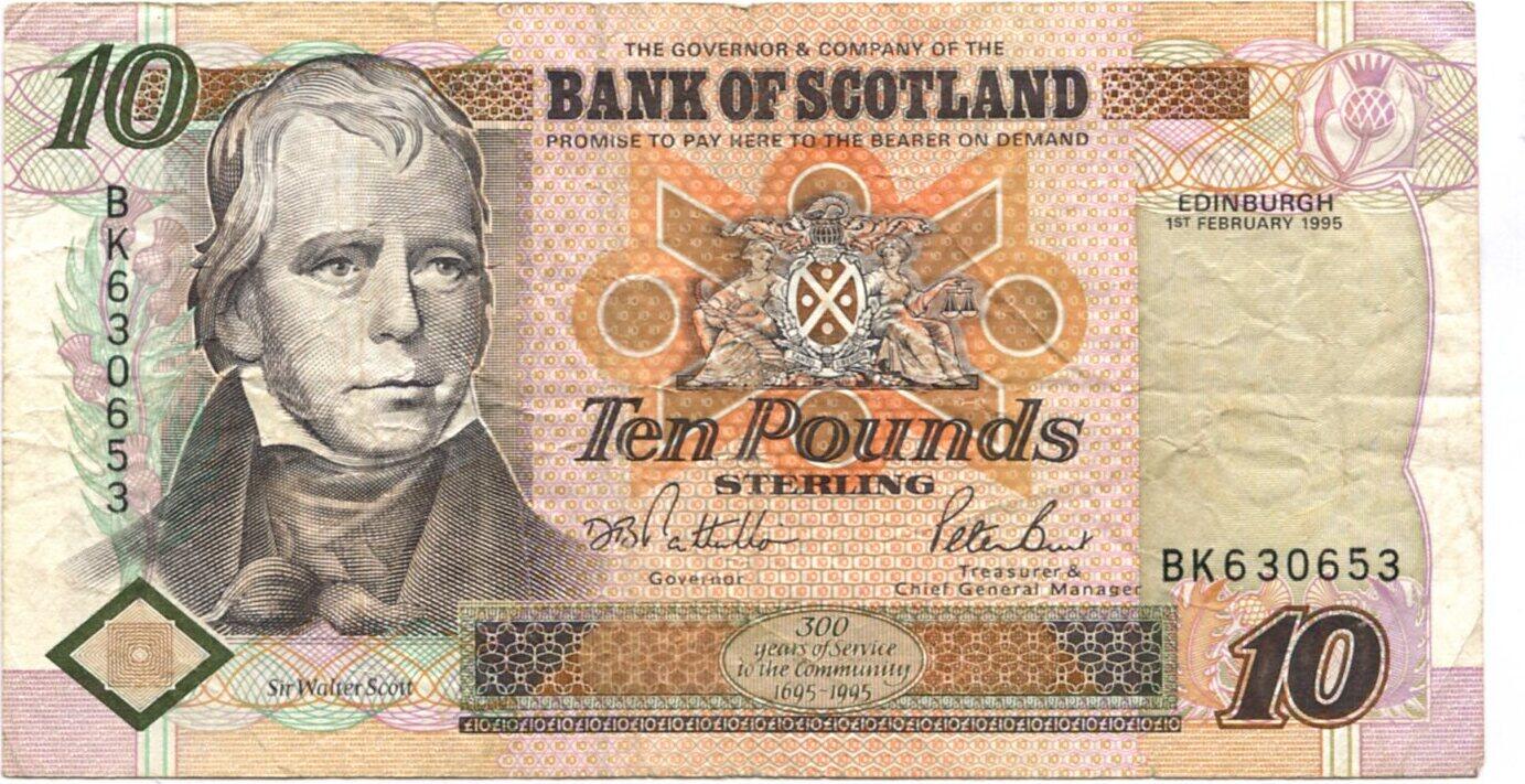 Schottland, 10 Pounds 1995 Bank of Scotland, VF | MA-Shops