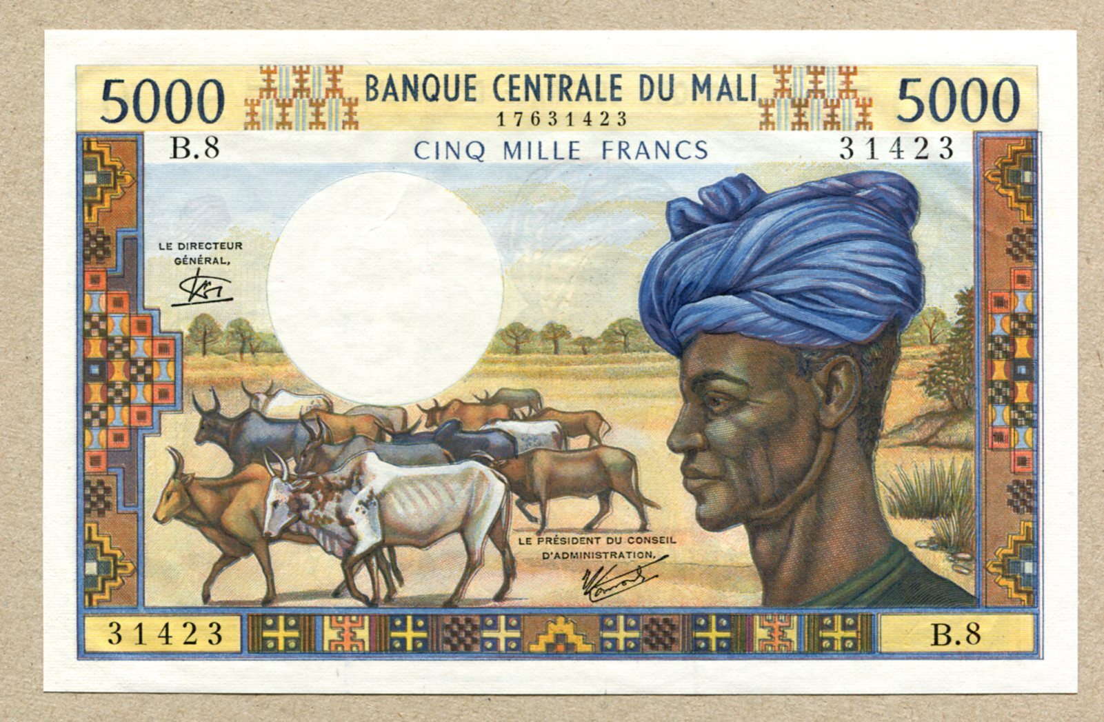 Mali, 5000 Francs (1972-1984) AU-55 | MA-Shops
