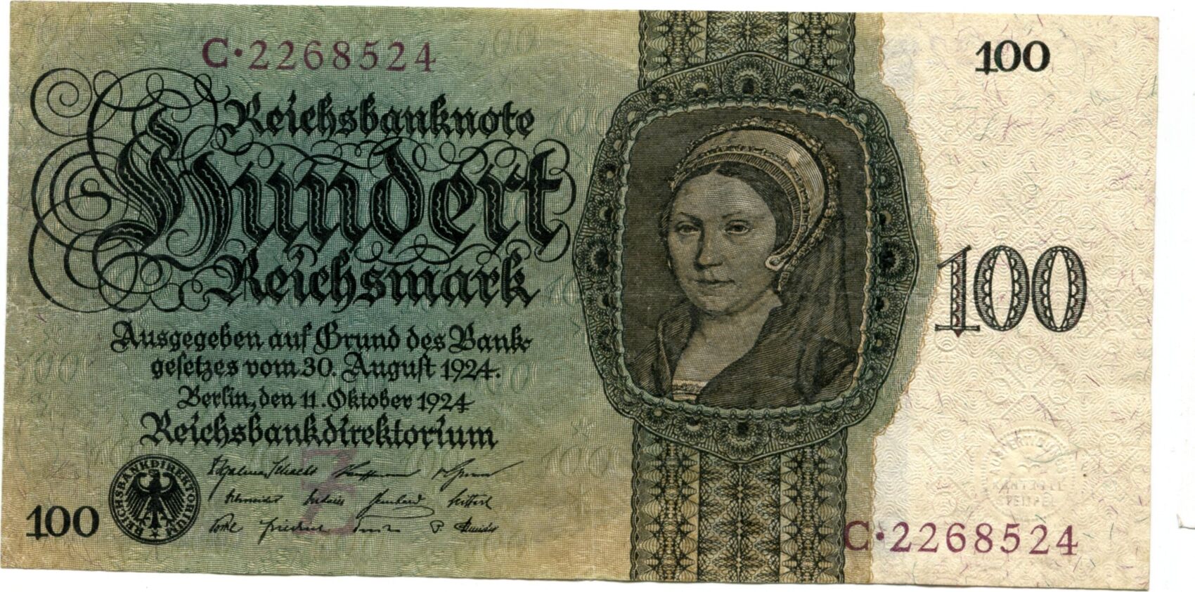 Deutschland 100 Rmk. 11.10.1924 EF / VF | MA-Shops
