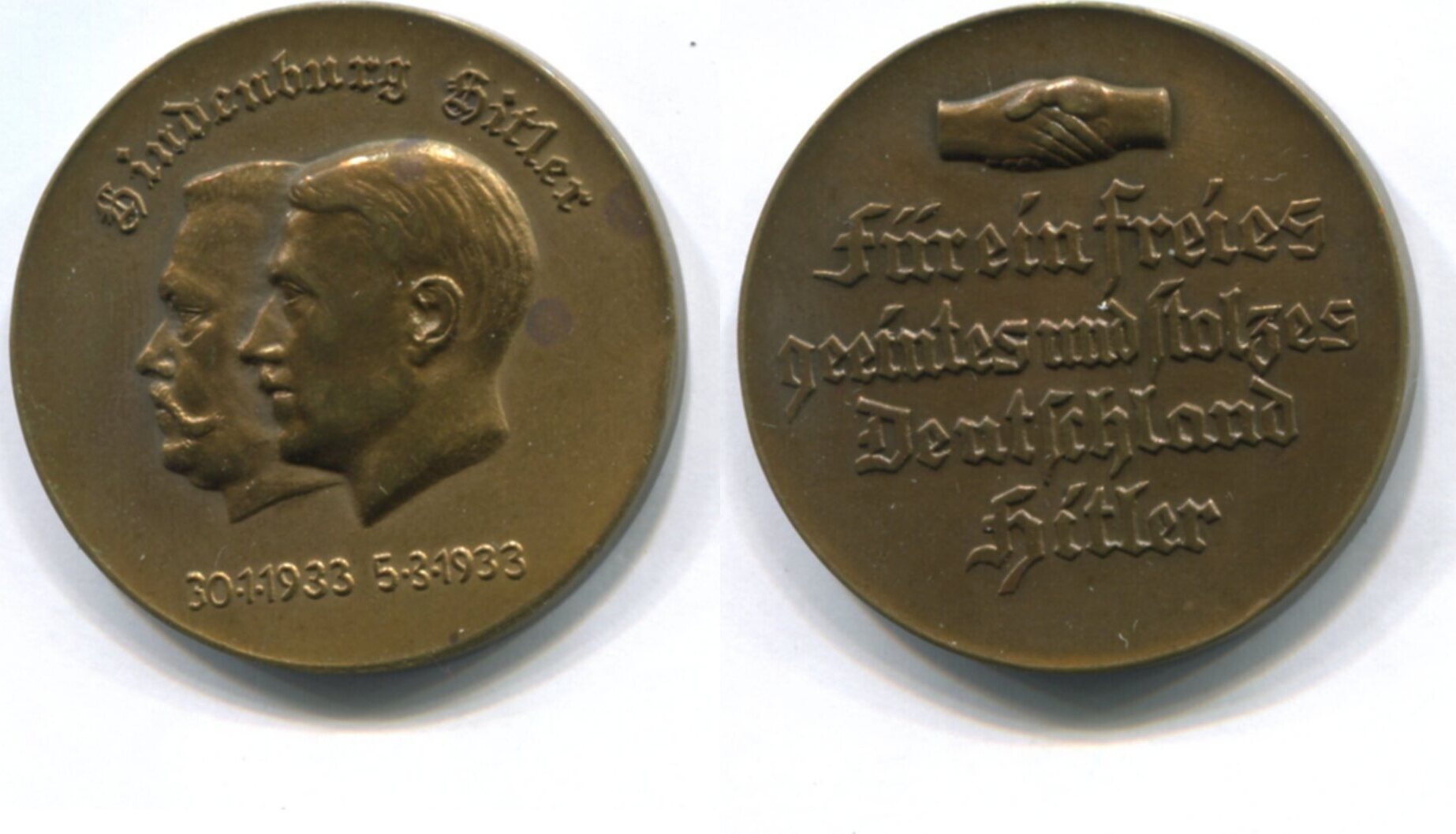 III.Reich Br.Medaille 1933 Adolf Hitler auf seine Wahl zum ...