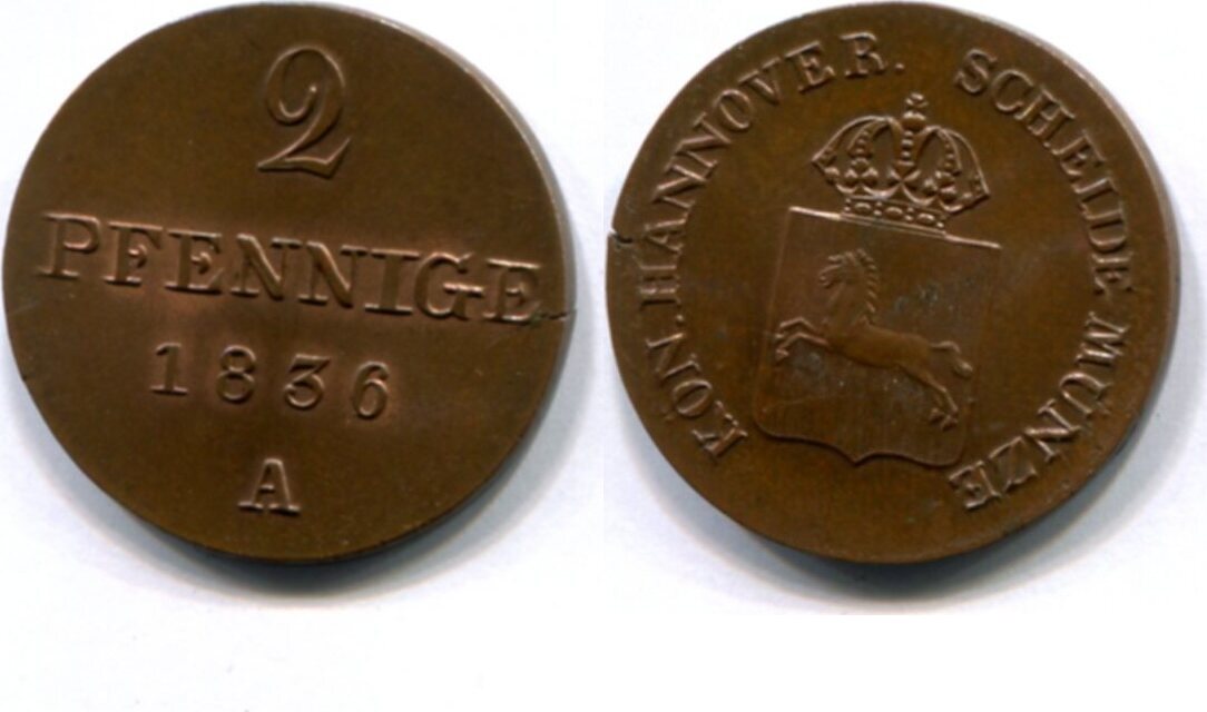 Hannover, 2 Pfennige 1836A Wilhelm IV.1830-1837, UNC- | MA-Shops