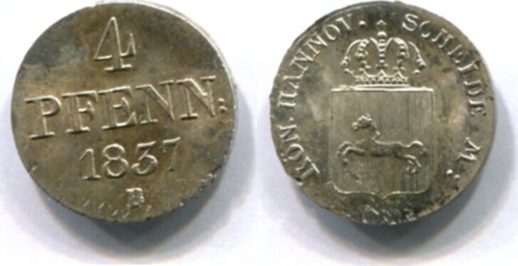 Hannover, 4 Pfennig 1837B Wilhelm IV.1830-1837, EF | MA-Shops