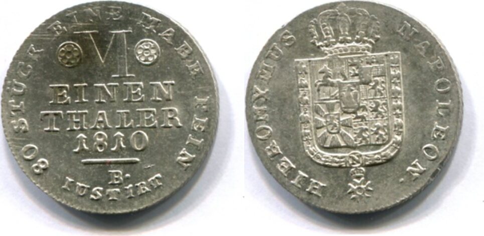Westfalen 1/6 Taler 1810B Hieronymus Napoleon 1807-1813, EF | MA-Shops