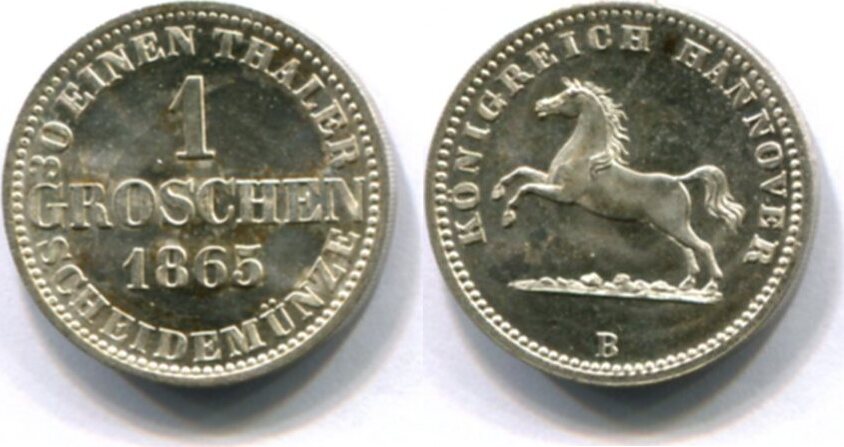 Hannover, 1 Groschen 1865B Georg V.1851-1866, UNC- | MA-Shops