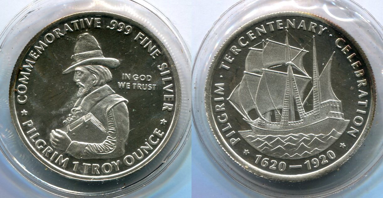USA 1 Unze Ag o.J. ~ Pilgrim 1920 ~ Proof | MA-Shops