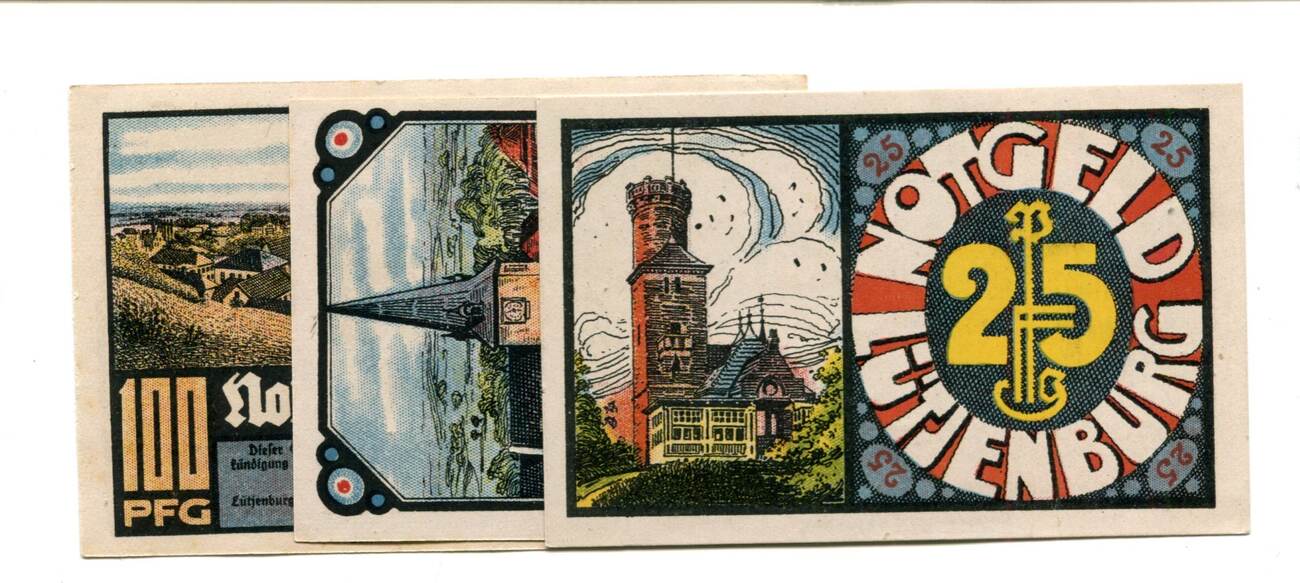 Schleswig-Holstein 25 Pfg. 50 Pfg. 100 Pfg. 2.3.1921 Lütjenburg, I / AU ...