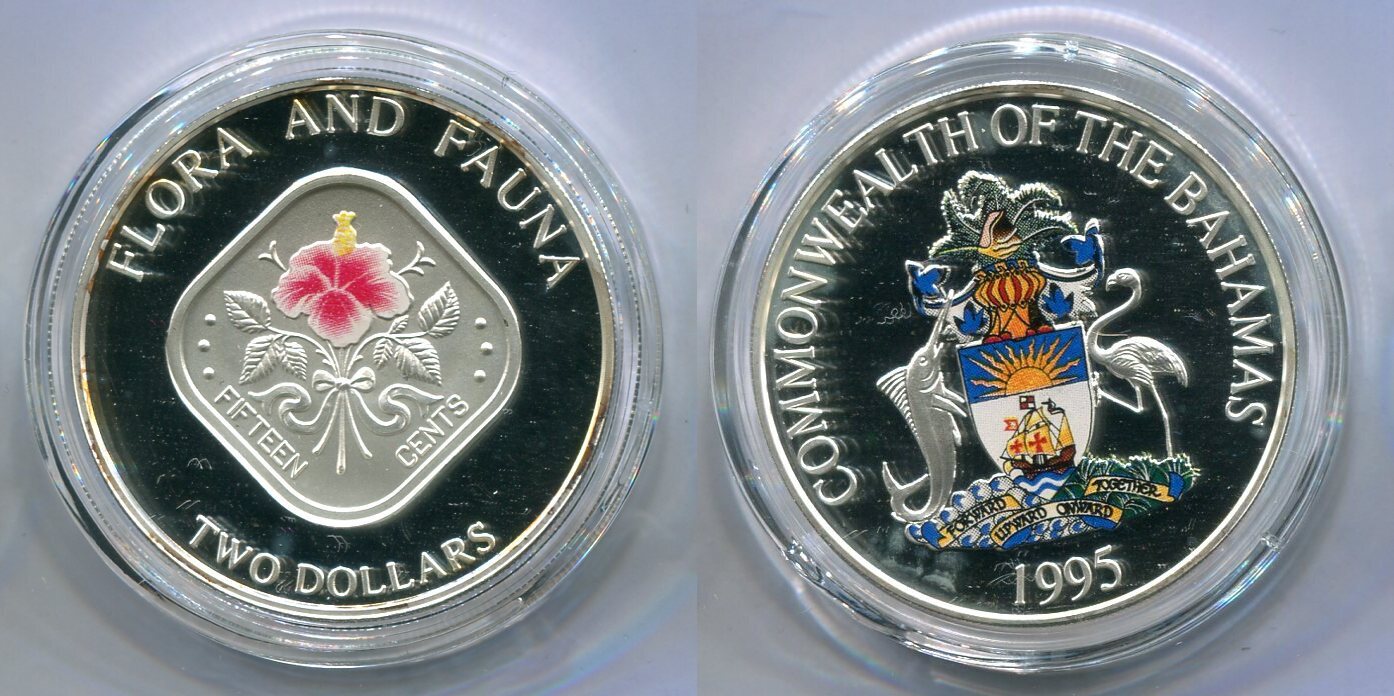 Bahamas 2 Dollars 1995 ~ Flora and Fauna ~ Proof | MA-Shops