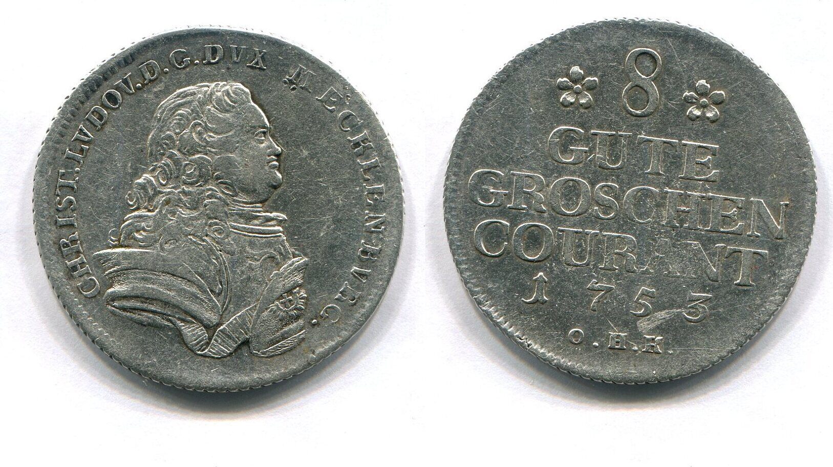 Mecklenburg Schwerin, 8 Gute Groschen 1753 O.H.K Christian Ludwig II ...