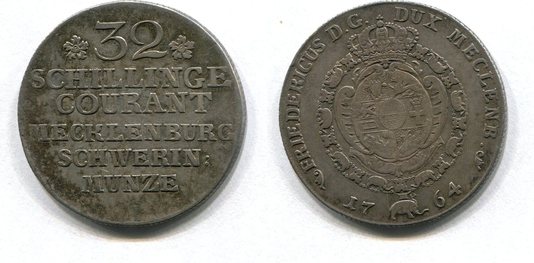 Mecklenburg-Schwerin, 32 Schilling 1764 Friedrich 1756-1785, VF / EF | MA-Shops