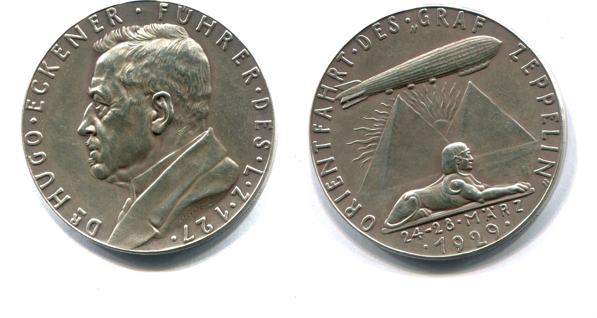 Deutschland, Silber Medaille 1929 auf die Orientfahrt des LZ127, UNC ...