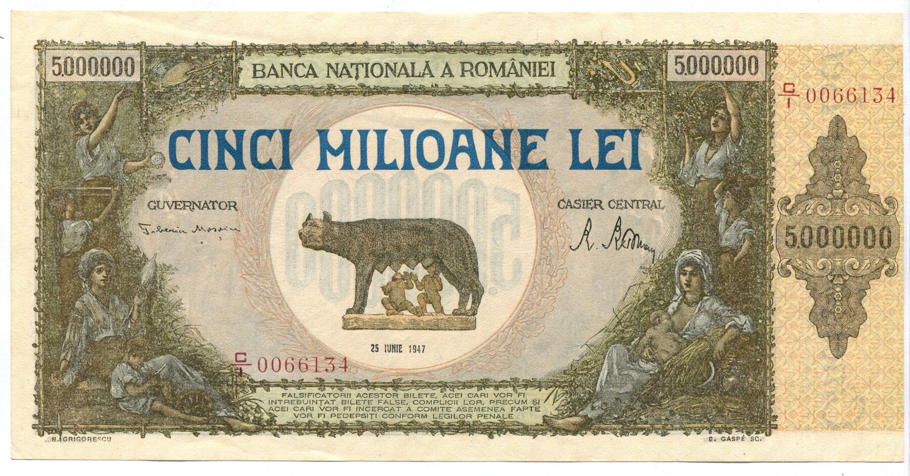 Rumänien, 5000000 Lei 25.06.1947 AU-55 | MA-Shops