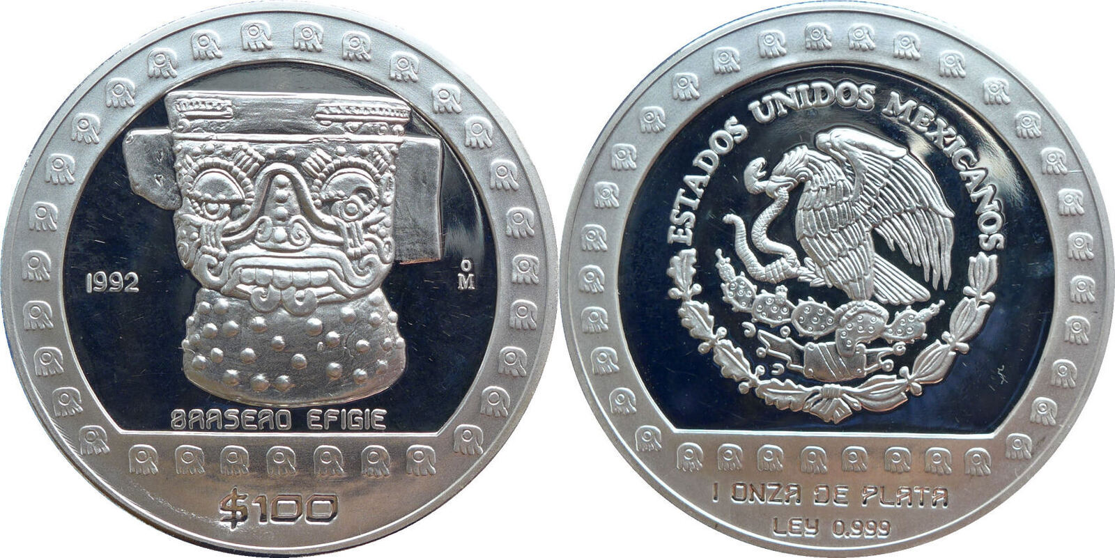 Mexiko 100 Pesos 1992 Brasero Efigie - The God of Rain - Der Regengott ...