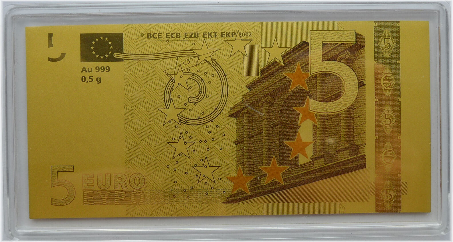 Europäische Union Goldnote 5 Euro Banknote - Antikes Tor - 0,5 g Gold ...