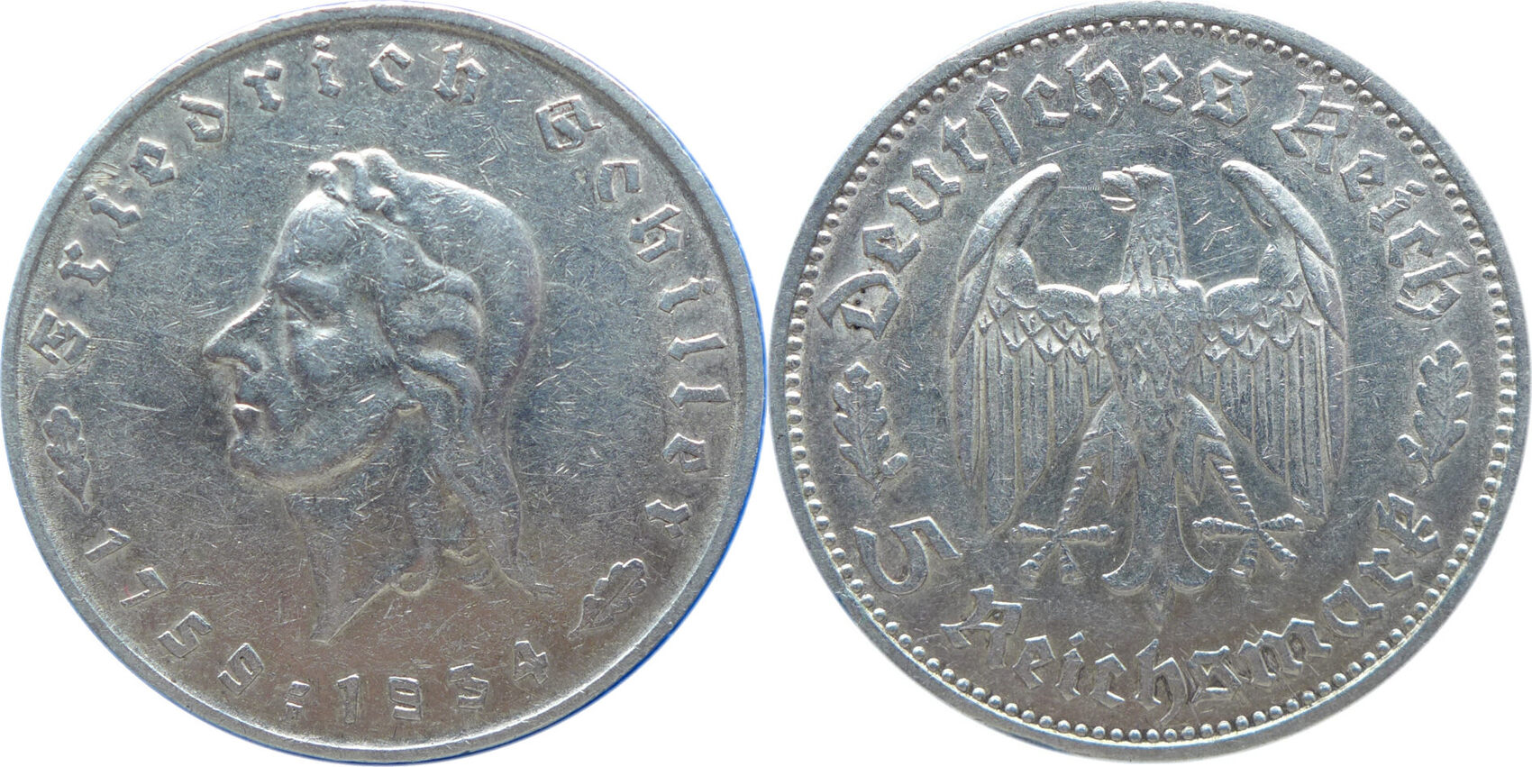 Deutsches Reich 5 Reichsmark 1934 F Zum 175. Geburtstag von Friedrich ...