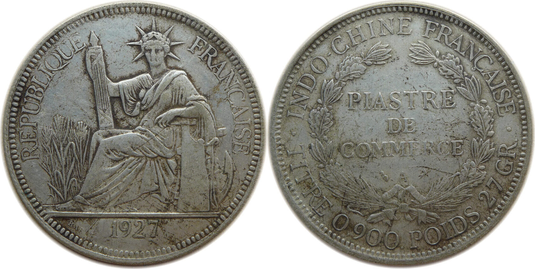 Französisch Indochina 1 Piaster 1927 A VF-EF | MA-Shops