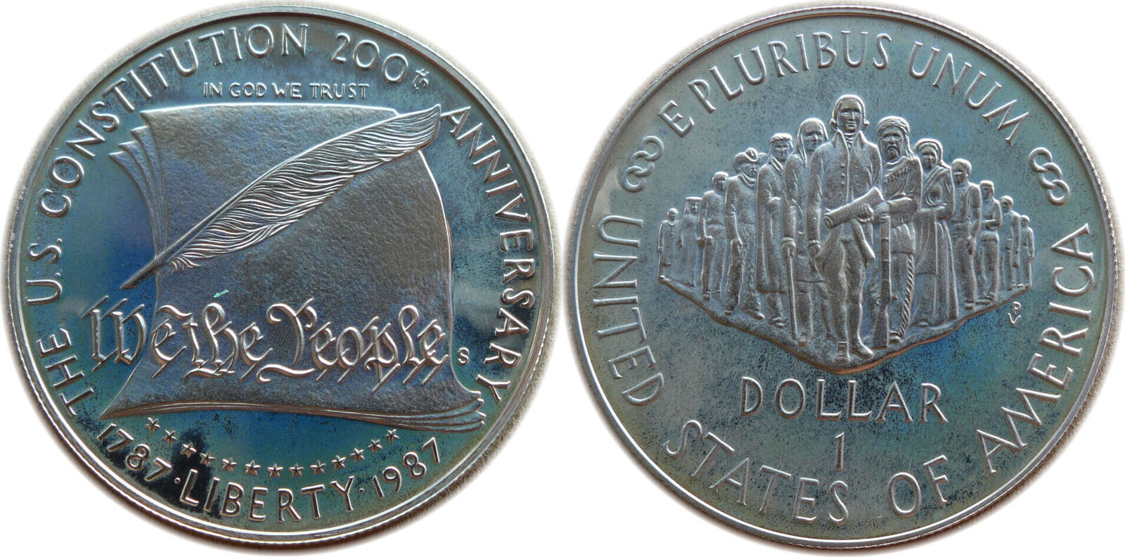 1 Dollar 1987 S 200 Jahre Verfassung der USA Proof, stark angelaufen ...