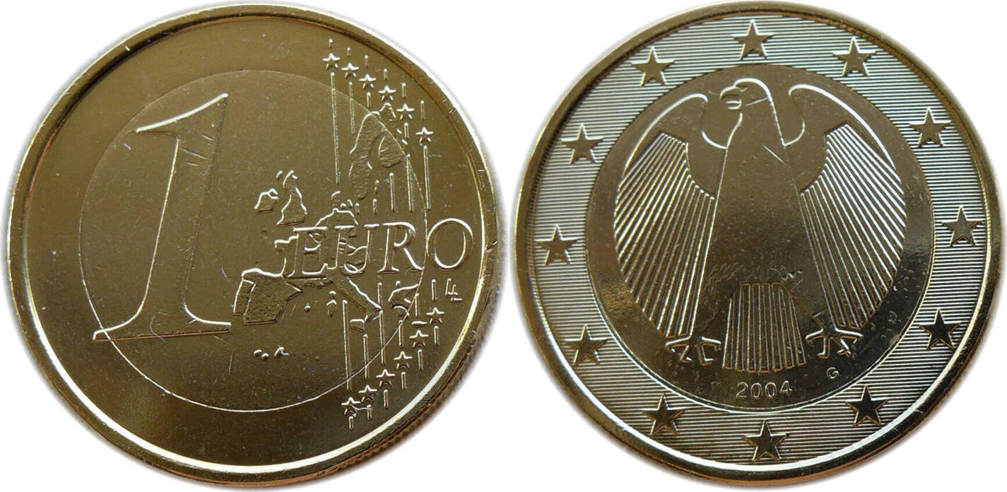 Deutschland 1 Euro 2004 G Euromünze vergoldet VF+ | MA-Shops