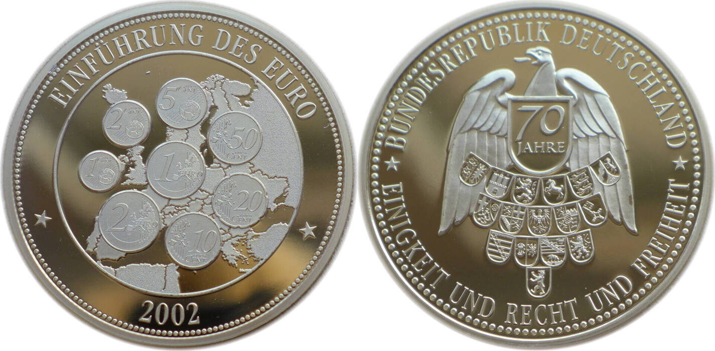 Deutschland Medaille 2002 Einführung des Euro - 70 Jahre BRD in Cu ...