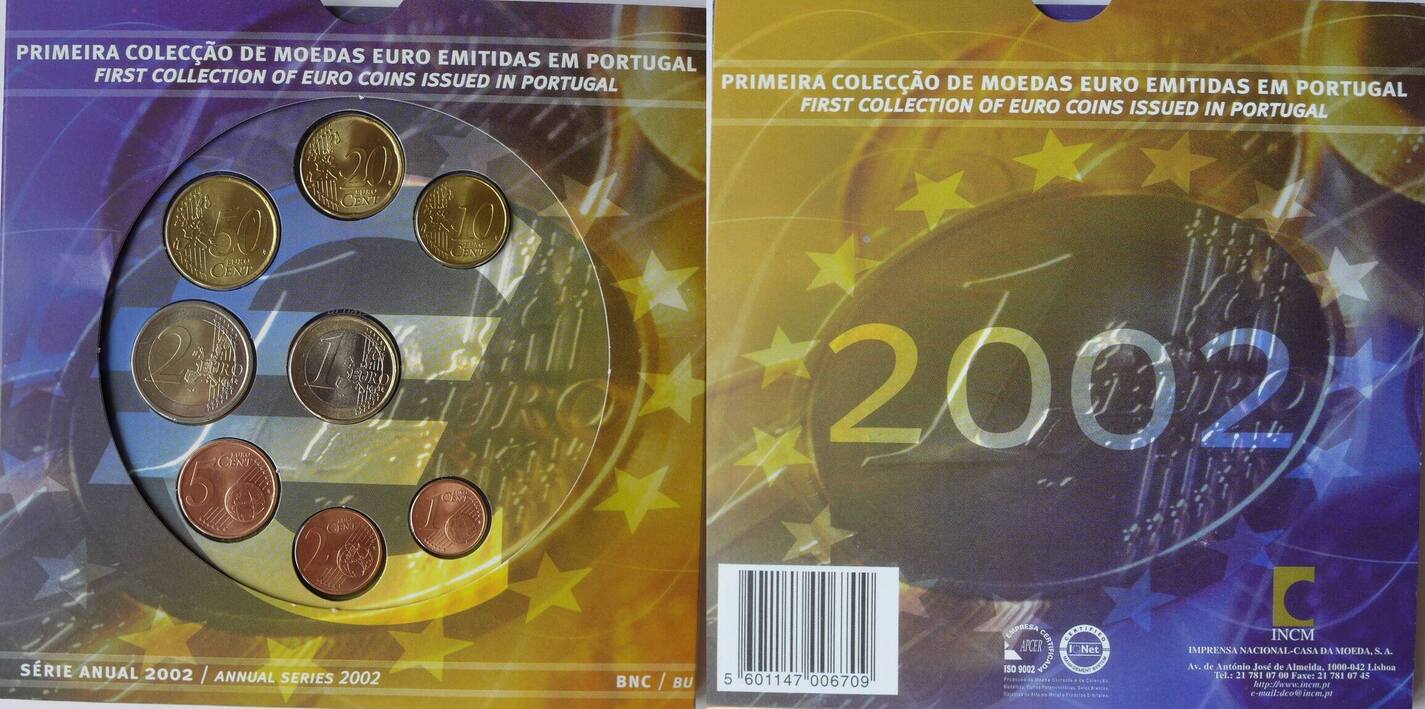 Portugal 3,88 Euro KMS 2002 Kursmünzensatz 1 Cent - 2 Euro in Blister ...