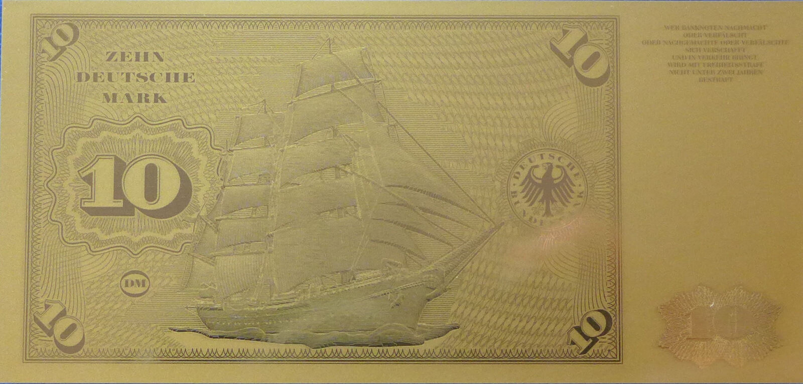 Deutschland Goldnote 2019 Deutsche Gold-Banknoten -10 Deutsche Mark ...