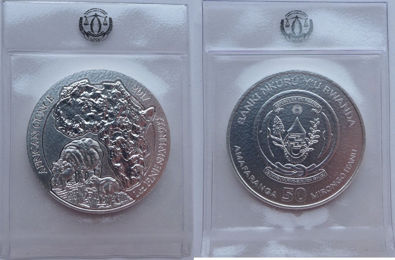 Ruanda 50 Francs - Amafaranga 2017 African Ounce - Nilpferde - 1 Oz ...